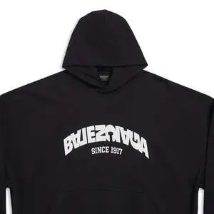 Balenciaga Back Flip Round Hoodie Oversized 'black White