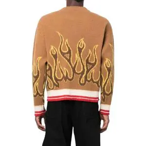 Palm Angels Fw22 Flames Intarsia Crew Knit