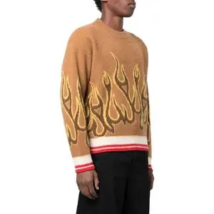 Palm Angels Fw22 Flames Intarsia Crew Knit