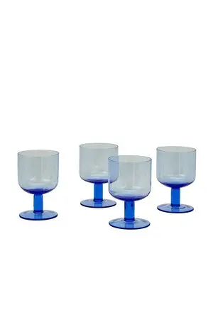 HAWKINS NEW YORK Simple Seeded Glassware Set Of 4 - Blue