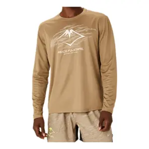 Asics Fujitrail Running Long Sleeve Performance T-shirt - Oatmeal/pepper