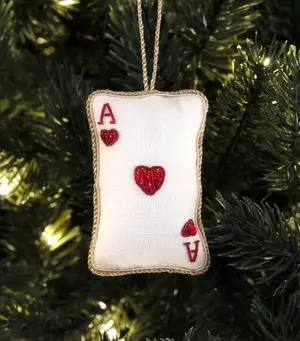 KATIE LARMOUR Ace Of Hearts Playing Card Tree Decoration