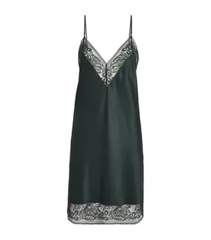 AUBADE Silk-blend Nightie With Lace Trim - Green