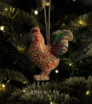 KATIE LARMOUR Beaded Cockerel Tree Decoration