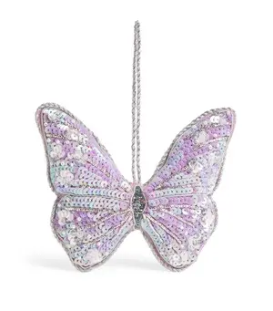KATIE LARMOUR Sequinned Butterfly Tree Decoration - Purple