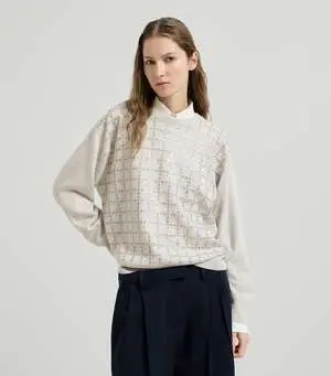 Brunello Cucinelli Cashmere Houndstooth Sequin Sweater
