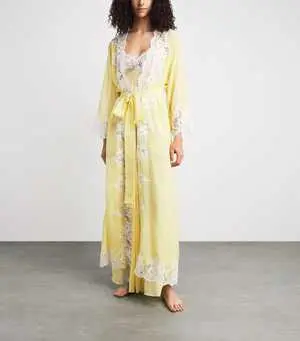 Rosamosario Silk Georgette Lace La Papessa Robe