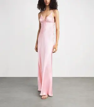 Rosamosario Silk Lace-trim Maxi Slip Dress
