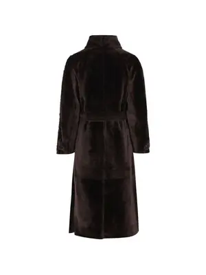 Brunello Cucinelli Belted Shearling Coat - Brown