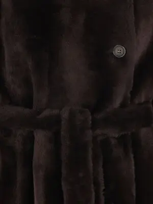 Brunello Cucinelli Belted Shearling Coat - Brown