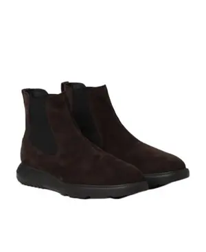 Hogan Round Toe Ankle Boots - Black