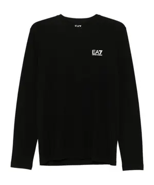 EA7 Logo-printed Long-sleeved T-shirt - Black