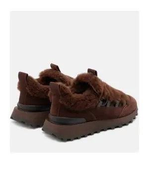 Brunello Cucinelli Monili Shearling-trimmed Suede Sneakers