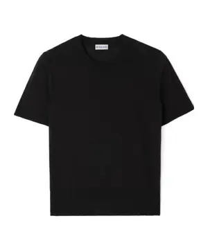 Burberry Check Panel Wool Silk Top - Black