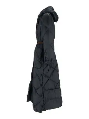 Max Mara Quilted Long-sleeve Hooded Down Jacket - Blue