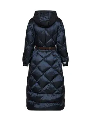 Max Mara Quilted Long-sleeve Hooded Down Jacket - Blue