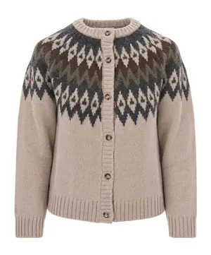 Max Mara Targa Jacquard Crewneck Cardigan