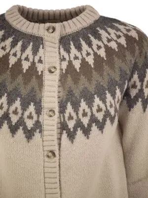 Max Mara Targa Jacquard Crewneck Cardigan