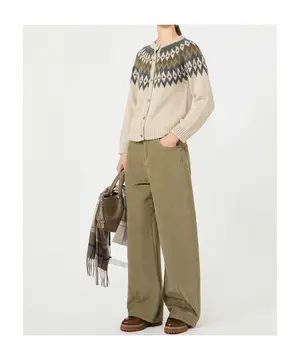 Max Mara Targa Jacquard Crewneck Cardigan