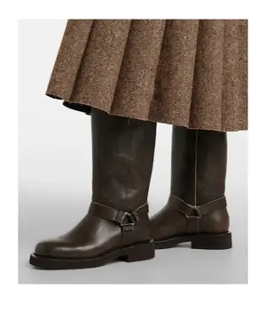 Brunello Cucinelli Monili Leather Knee-high Boots