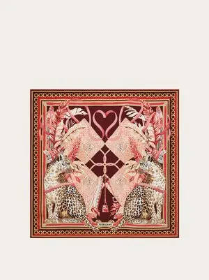 FERRAGAMO Feline Print Silk Foulard - Red