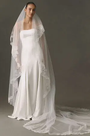 PRONOVIAS Sequ Floral Cathedral Veil - White