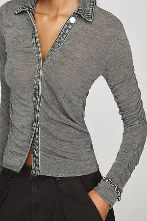 PILCRO Denim Trim Fe Gauge Cardigan