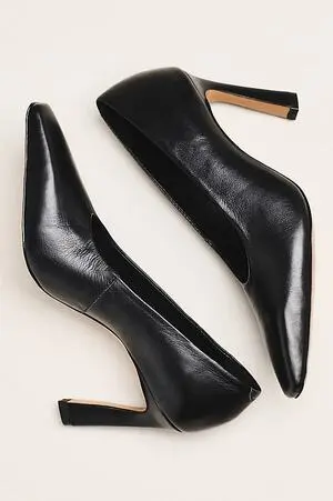 Anthropologie Square-toe Leather Pumps - Black