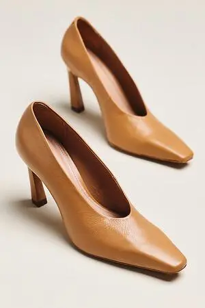 Anthropologie Square-toe Leather Pumps - Neutral