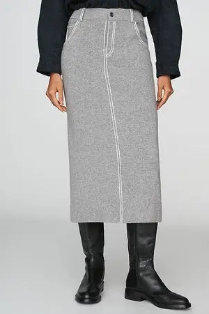 BERENICE 100% Wool Knit Midi Pencil Skirt
