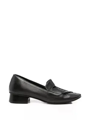 KUDETA Interwoven-strap Leather Loafers - Black