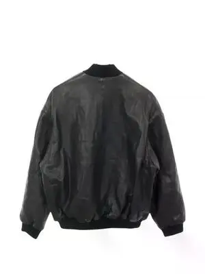 Miu Miu Leather Logo Patch Bomber Jacket
