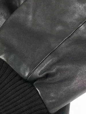 Miu Miu Leather Logo Patch Bomber Jacket
