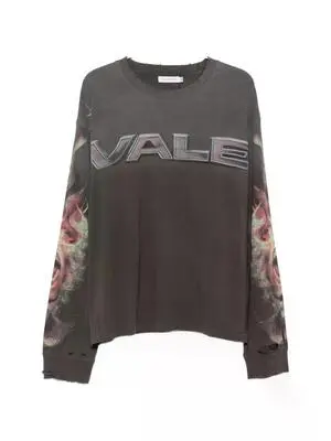 VALE FOREVER Graphic-print Distressed Top - Black