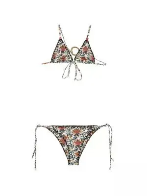 Anjuna Ring Detail Floral Print Bikini - Black