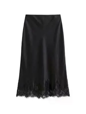 REFORMATION Carolina Lace-trim Midi Skirt - Black
