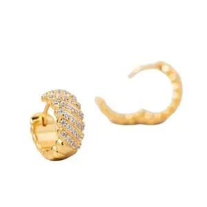 ZYNNIA COLLECTIVE 18k -plated Sterling Silver Studded Huggie Hoop Earrings - Gold