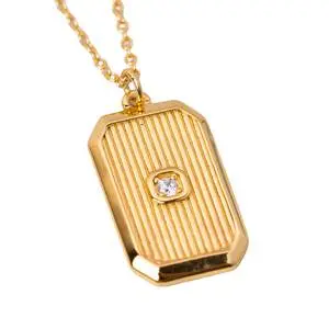 ZYNNIA COLLECTIVE Octagon Textured Pendant Necklace - Gold