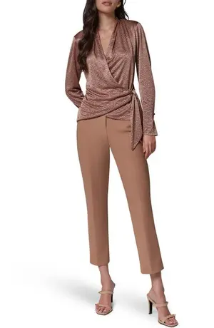 Donna Karan New York Crinkle Satin Tie Waist Top - Camel
