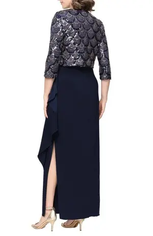 Alex Evenings Matte Jersey Two-piece Gown With Bolero Jacket