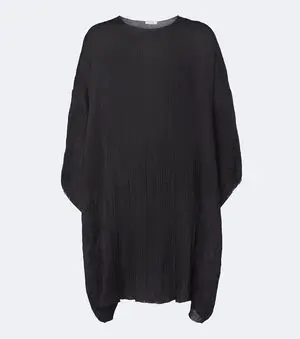 THE ROW Catena Oversized Pleated Silk Blouse - Black