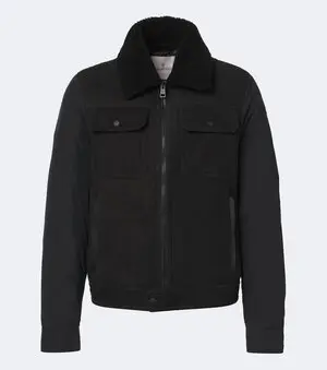 Moncler Shearling-trimmed Suede Down Jacket - Black
