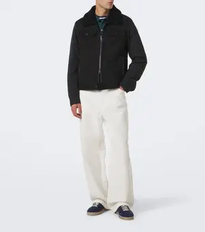 Moncler Shearling-trimmed Suede Down Jacket - Black