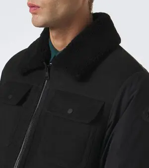 Moncler Shearling-trimmed Suede Down Jacket - Black