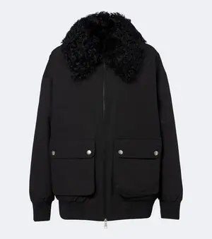 Moncler Shearling-trimmed Down Jacket - Black