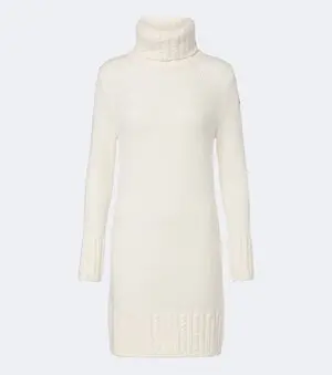 Moncler Rollneck Alpaca And Wool-blend Minidress - White