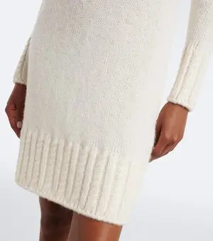 Moncler Rollneck Alpaca And Wool-blend Minidress - White