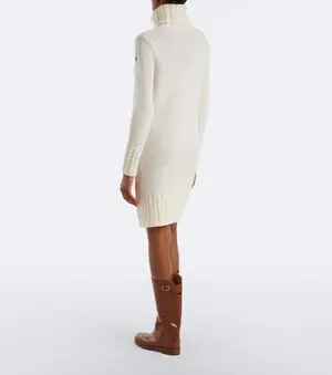 Moncler Rollneck Alpaca And Wool-blend Minidress - White