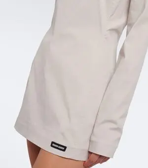 Miu Miu Cotton-blend Poplin Mini Dress With Bow Detail - White