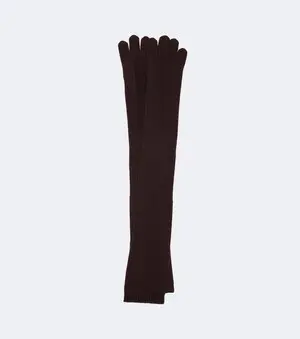 Nour Hammour Cashmere And Wool Gloves - Brown
